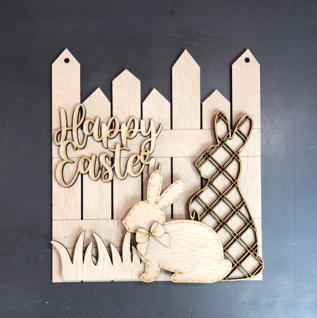 Happy Easter Fence with Bunnies — Wild's Creek & Co.